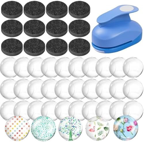 101pcs Fridge Glass Magnets Set with -Inch Paper Punches, Round Ferrite ...