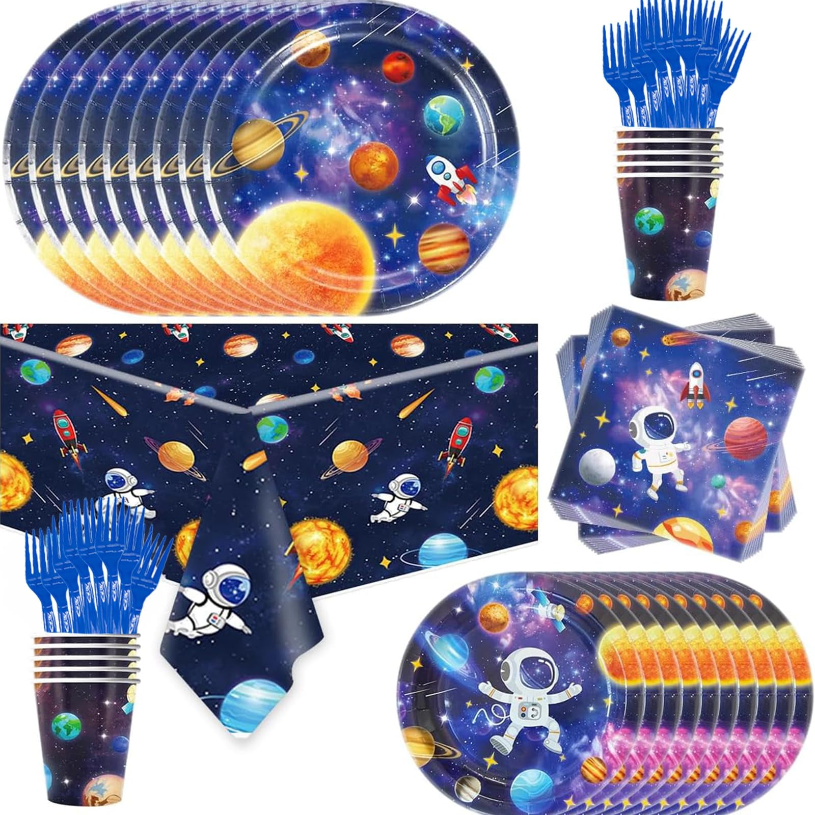 101pcs Outer Space Party DHF10 Supplies Birthday Decorations Tableware ...