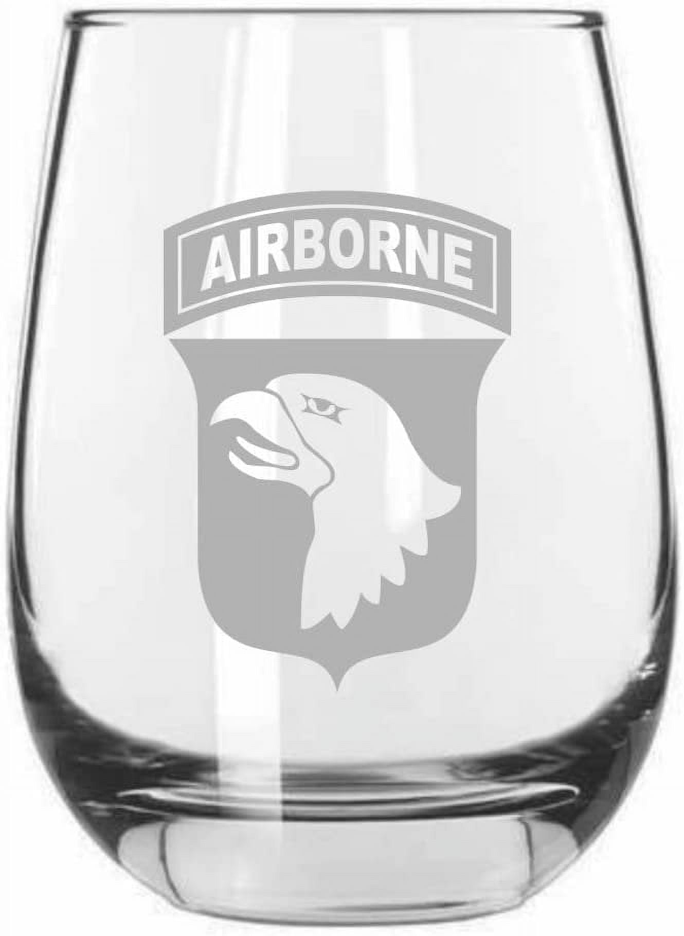 101st Airborne Division Military Etched 15.25oz Libbey Stemless Wine ...