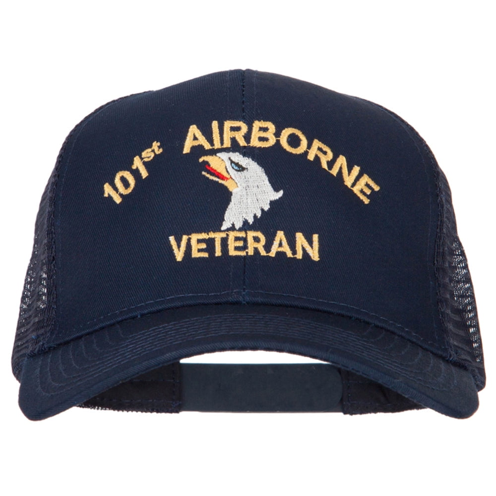 101st Airborne Veteran Embroidered Solid Cotton Mesh Pro Cap - Navy ...