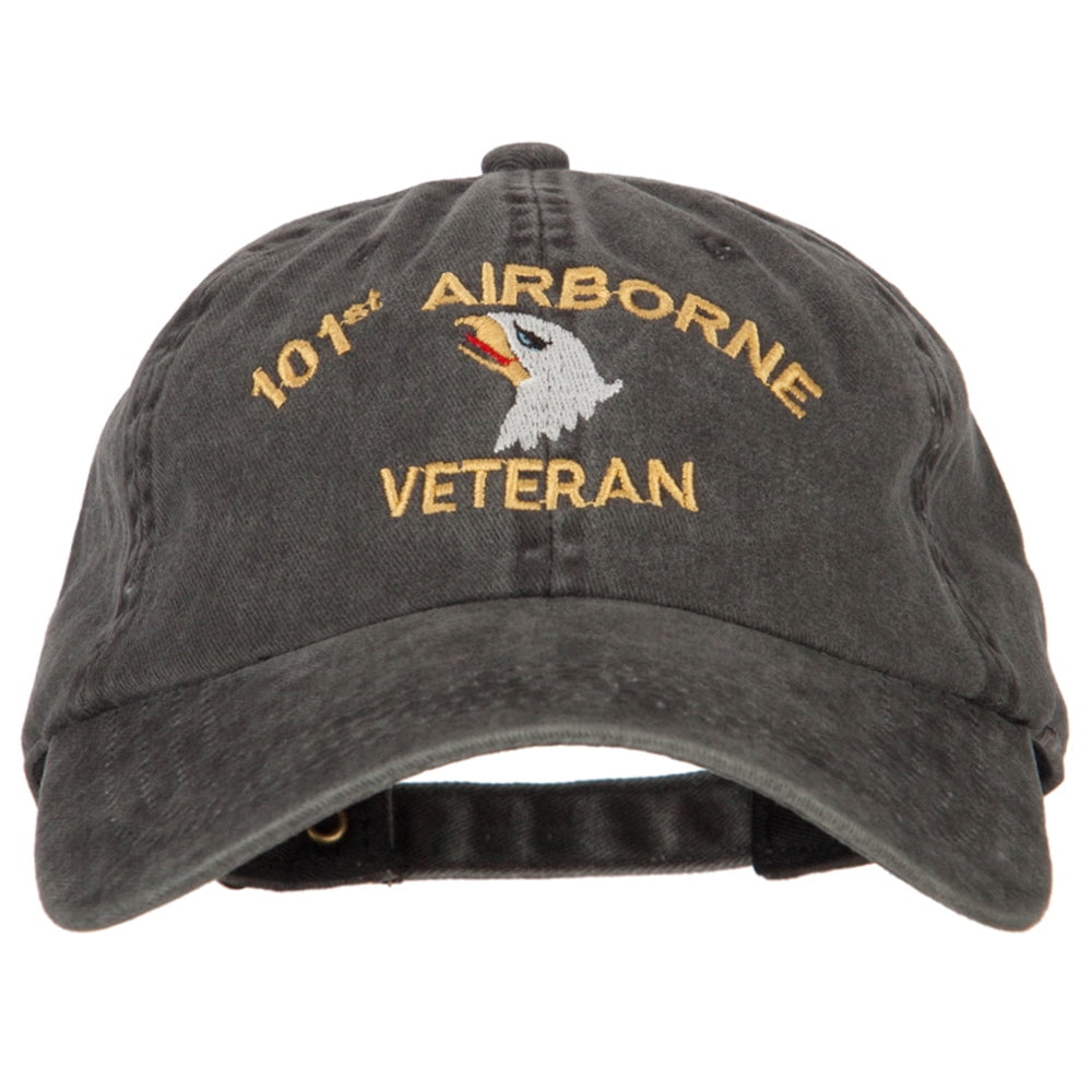 101st Airborne Veteran Embroidered Washed Cotton Twill Cap - Black OSFM ...