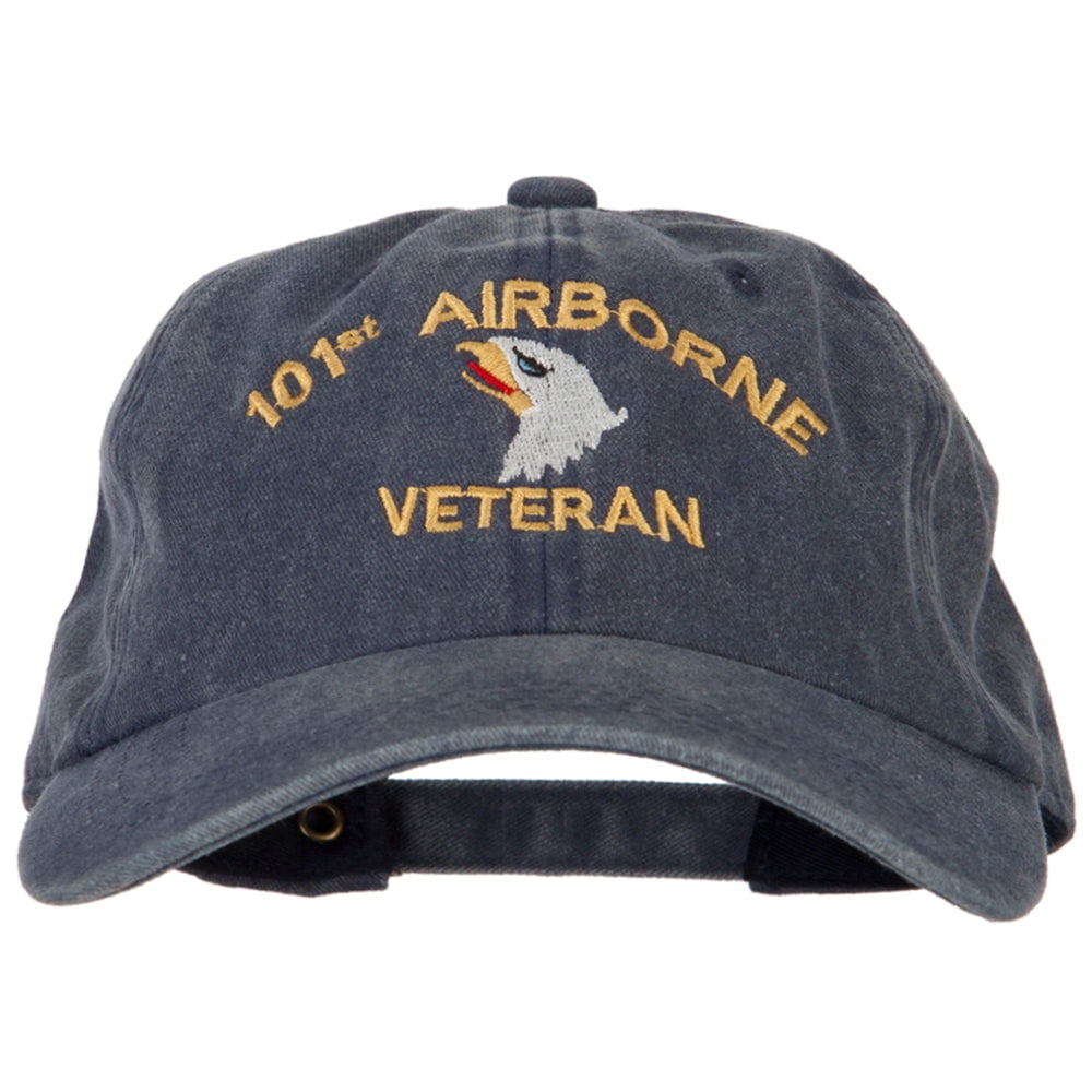 101st Airborne Veteran Embroidered Washed Cotton Twill Cap - Navy OSFM ...