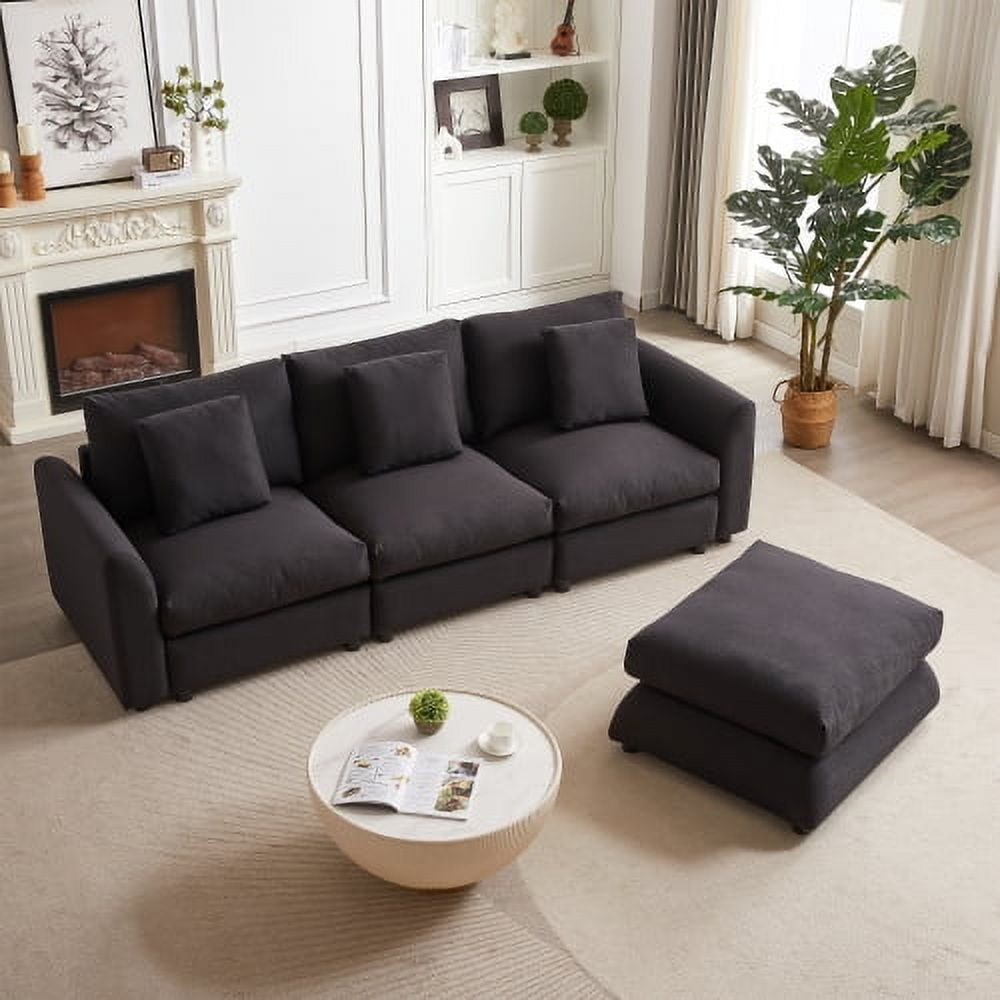 102.2 Inch Combination Sofa Modular Sofa with Ottoman, plastic leg ...