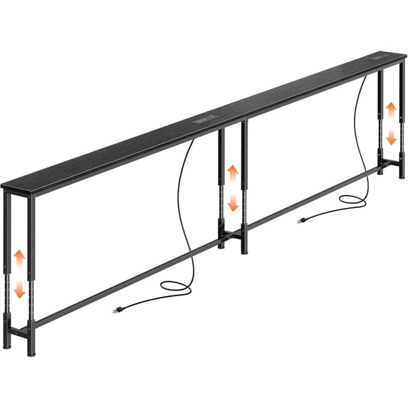102.4 Inch Sofa Table with Power Outlets, 23.9''-34.4'' Height ...