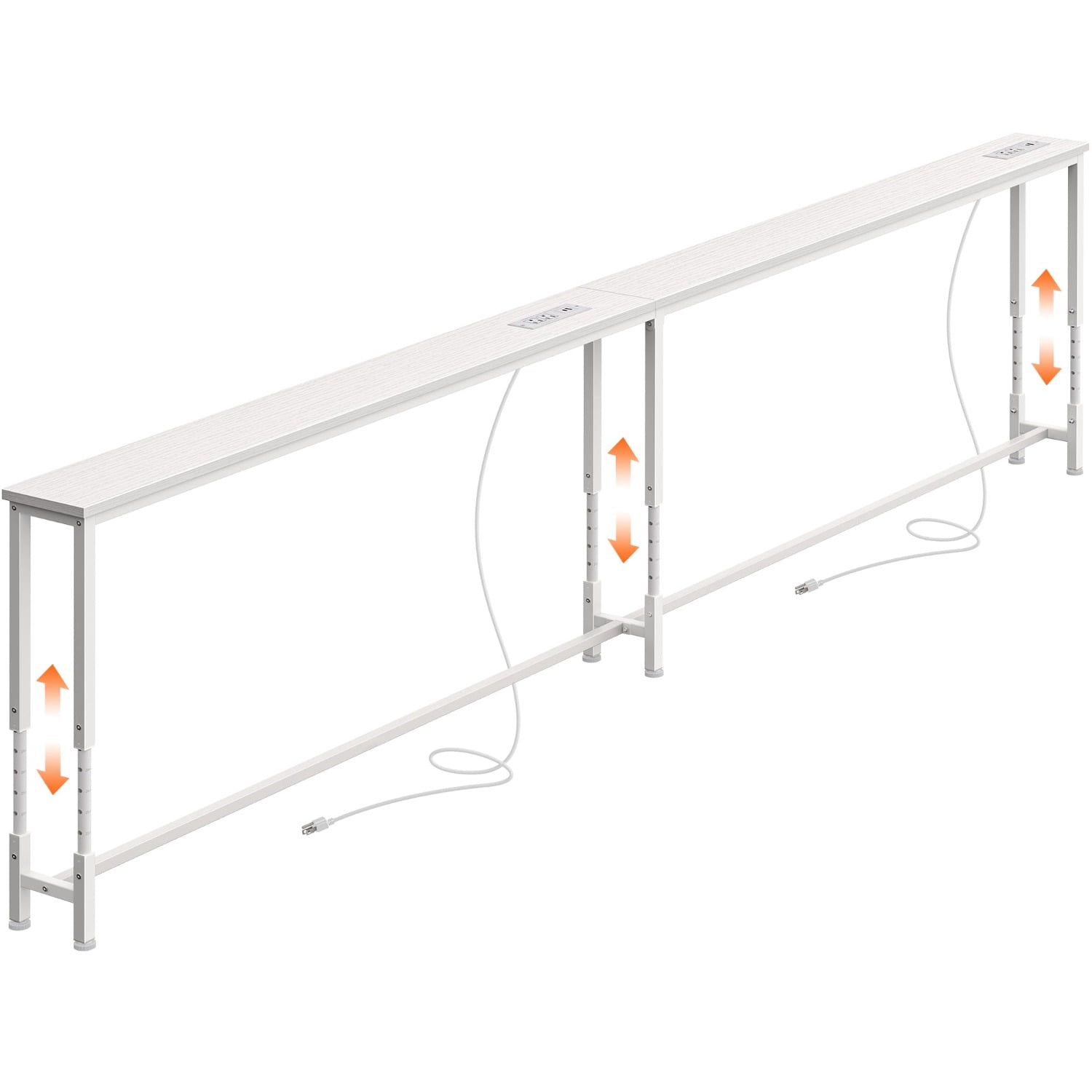 102.4 Inch Sofa Table with Power Outlets, 23.9’’-34.4’’ Height ...