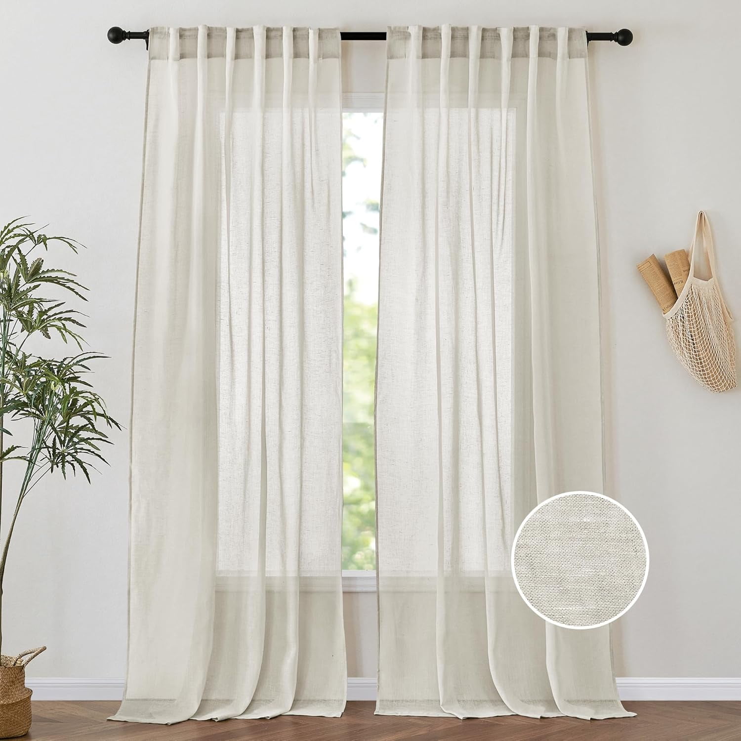 102 Inch Curtains - Back Tab Privacy Translucent with Light Filter ...