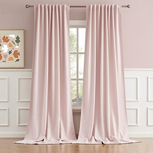 102 Inch Curtains Pink - Room Darkening Drapes for Nursery, Light ...