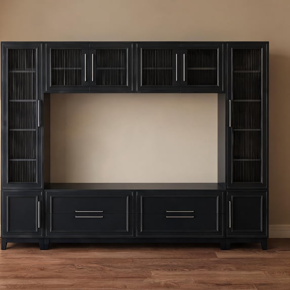 102-Inch Wall Unit Entertainment Center for TVs up to 75 Inches, Sleek ...