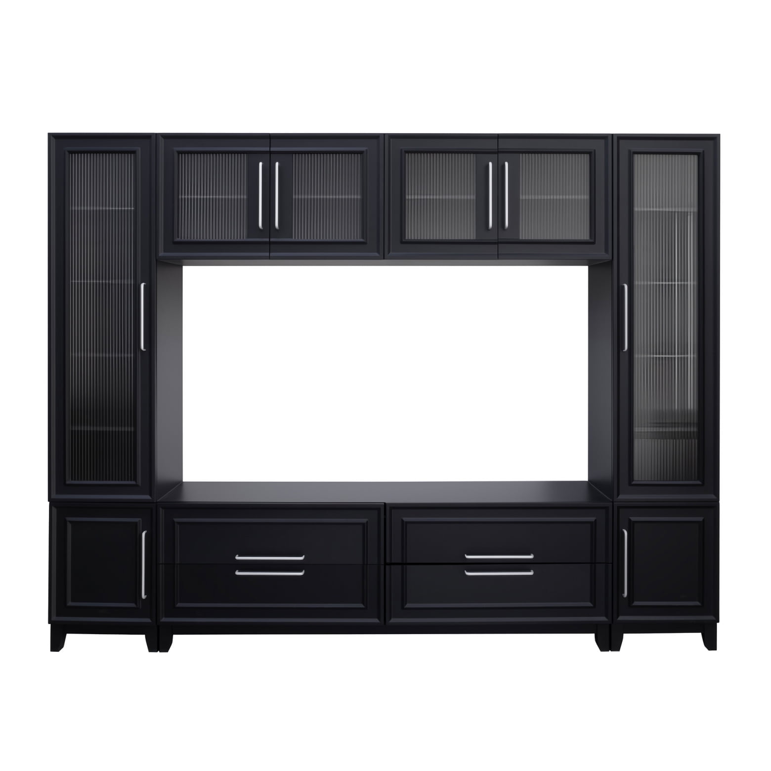 102 Inch Wide Modern Entertainment Center with Glass Doors for TVs up ...