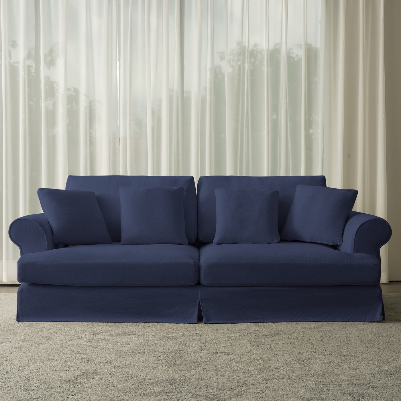102" Modern Comfy Sofa with Round Armrest, High-resilient Foam Filled ...