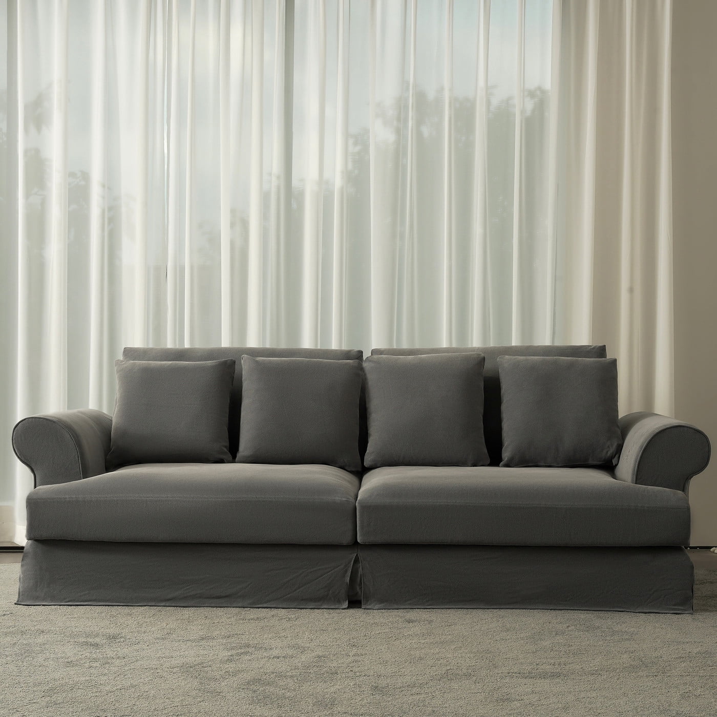 102" Modern Comfy Sofa with Round Armrest, High-resilient Foam Filled ...