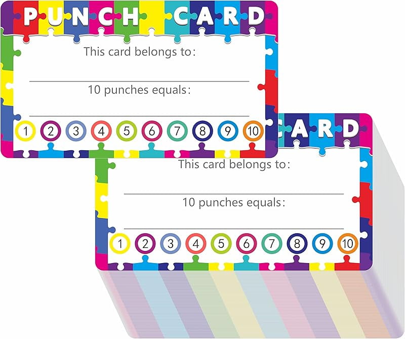 102 PCS Punch Cards, Incentive Reward Card Student Awards Loyalty Cards ...