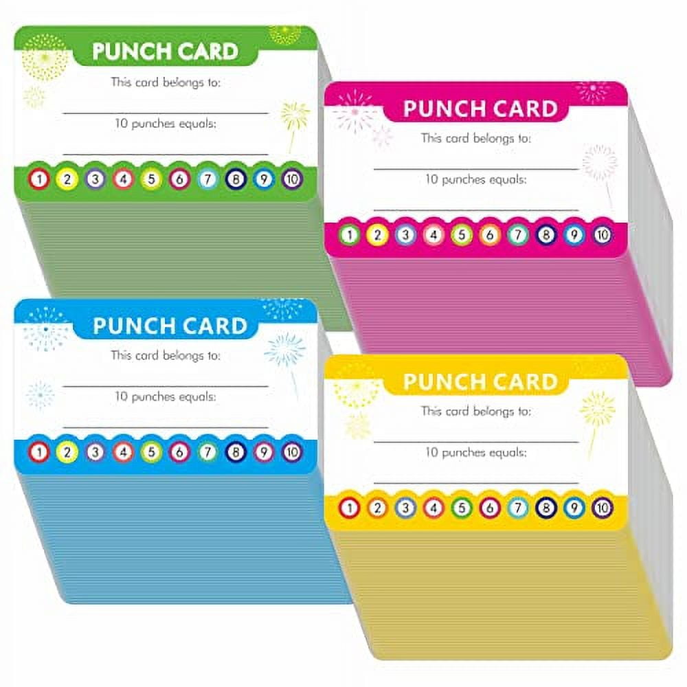 102 PCS Punch Cards, Incentive Reward Card Student Awards Loyalty Cards for Business, Classroom ...