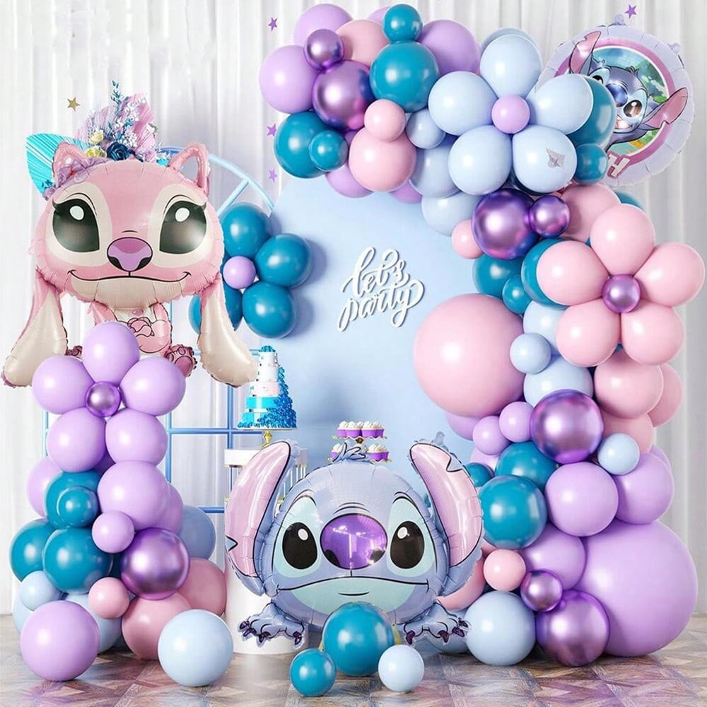 102 Piece Kids Theme Party Little Monster Pink Angel Aluminum Foil Balloons Decoration Supplies ...