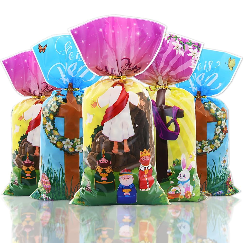 102 Pieces Easter Bags, He is Risen Rabbit Christian Easter Egg ...