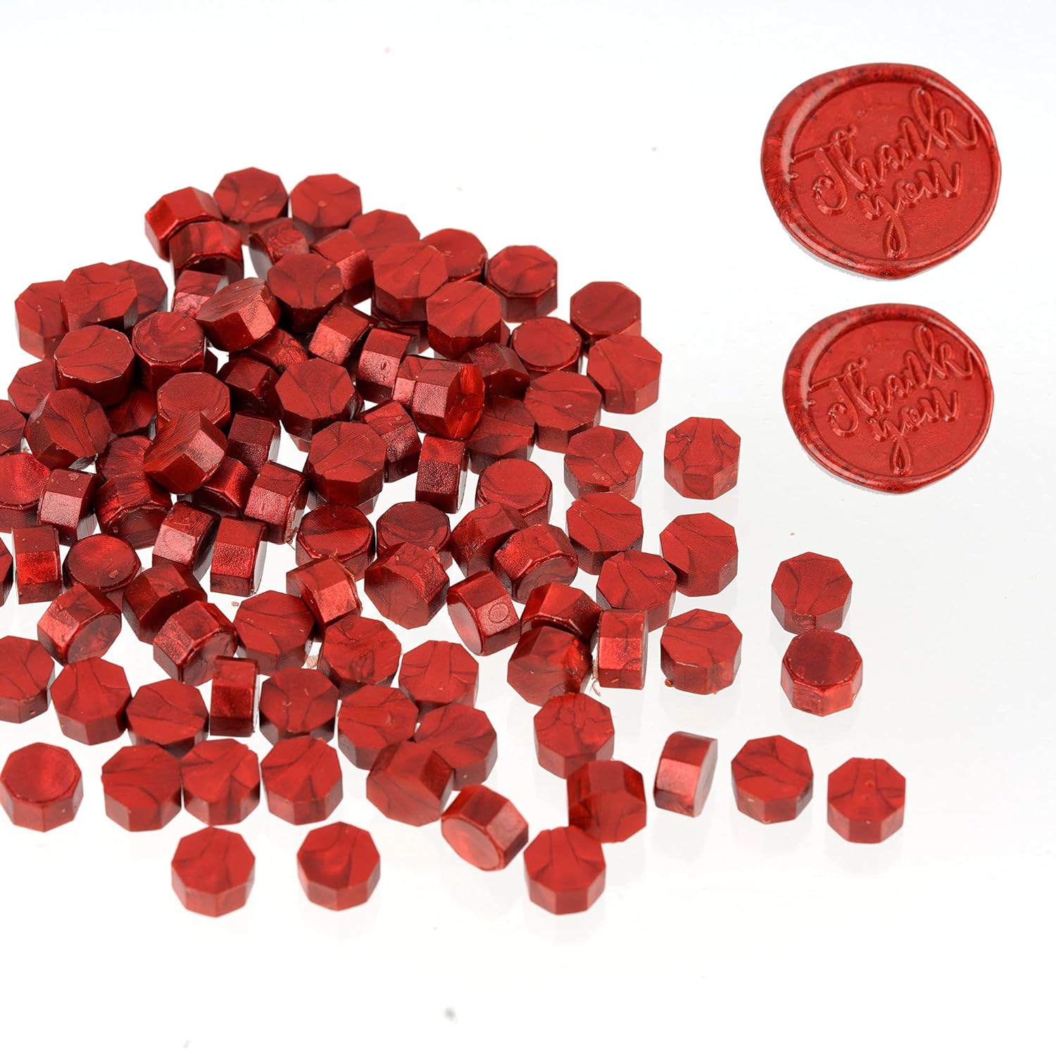 102 Pieces Octagon Wax Seal Beads, Premium Metallic Red Sealing Wax ...