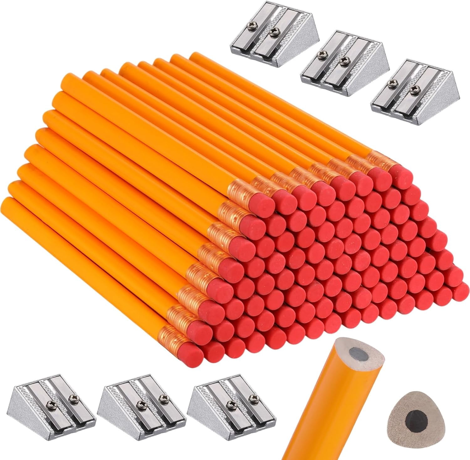 102 count Thick Graphite Pencils Set 96 Giant Large Pencils and 6 ...