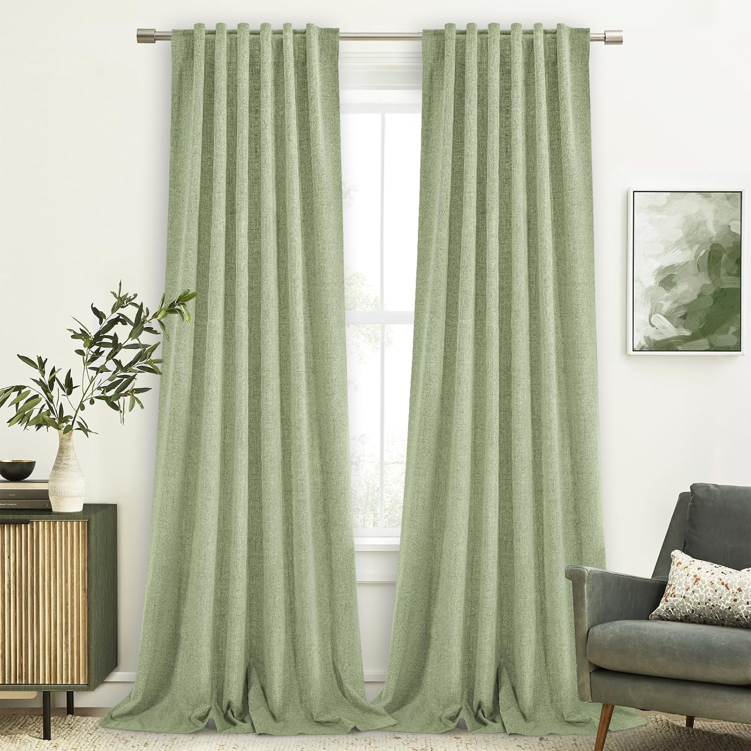 102 inch 100% Blackout Curtains, Laundry Room Decor Window Treatment Rod Pocket Curtains for ...