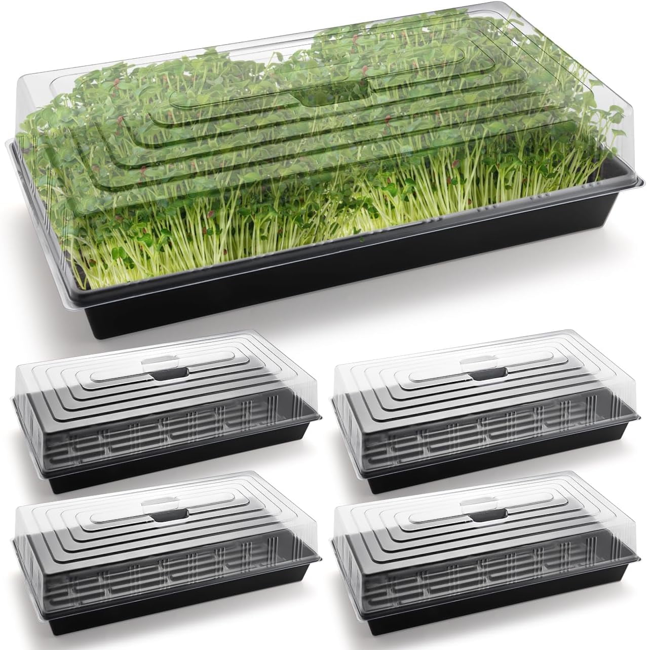 1020 Plant Tray with Humidity Dome, 5 Sets Extra Large Seed Starter ...