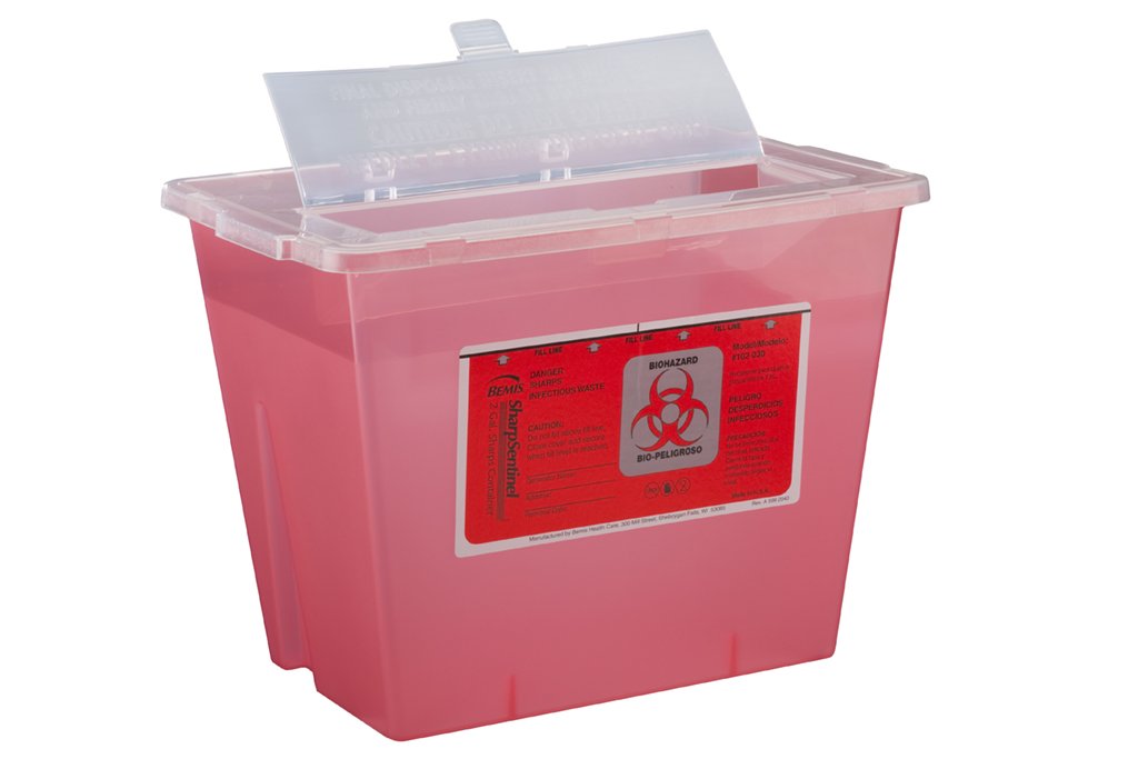 102030-5 2 gal Sharps Container, Translucent Red (Pack of 5) - Walmart.com