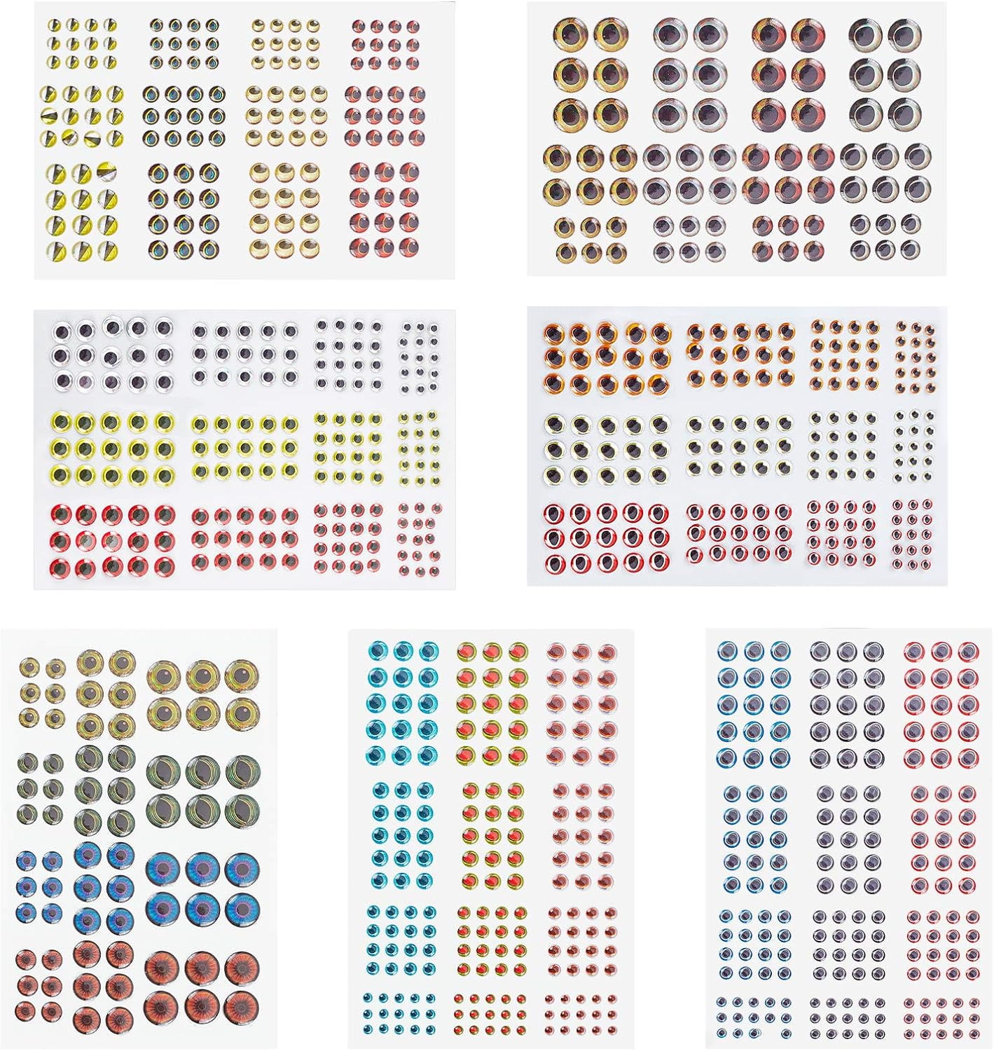 1020PCS 4 Sizes Fishing Lure Eyes Realistic Fishing Eye for Fly Tying ...