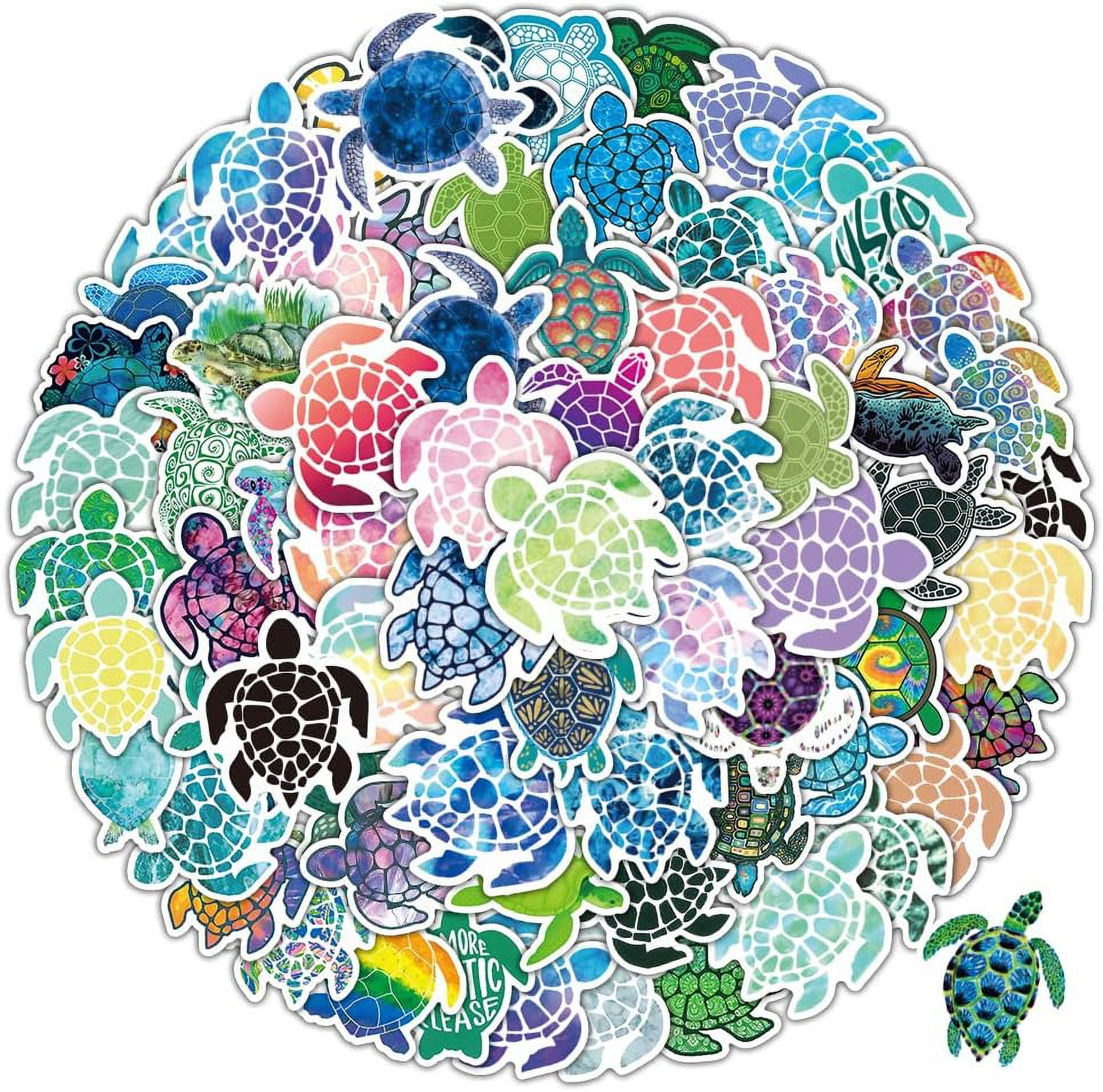 102PCS Sea Turtle Stickers, Cute Turtle Stickers, Waterproof Vinyl ...
