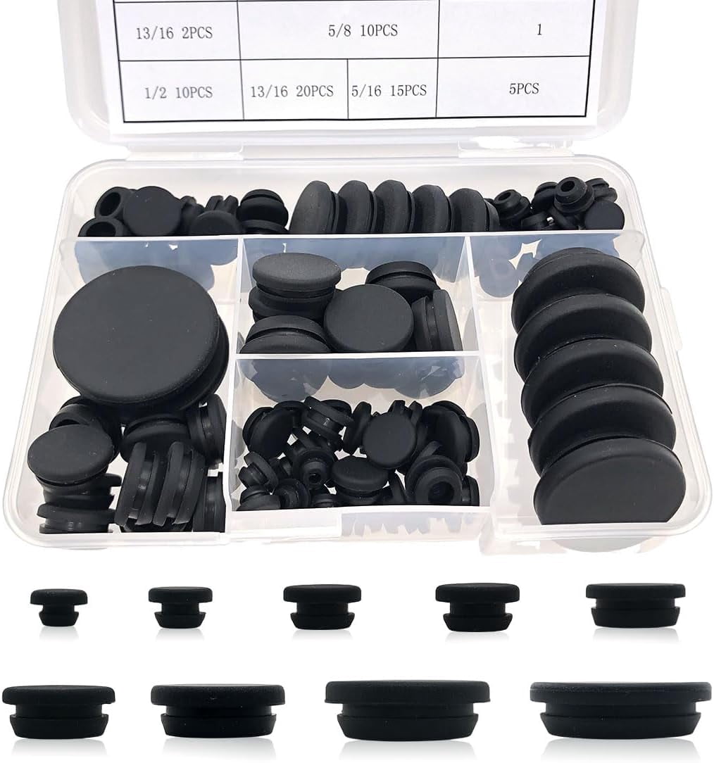 102PCS Silicone Hole Plug Kit - 9 Sizes (3/16" 1/4" 5/16" 3/8" 1/2" 5/8 ...