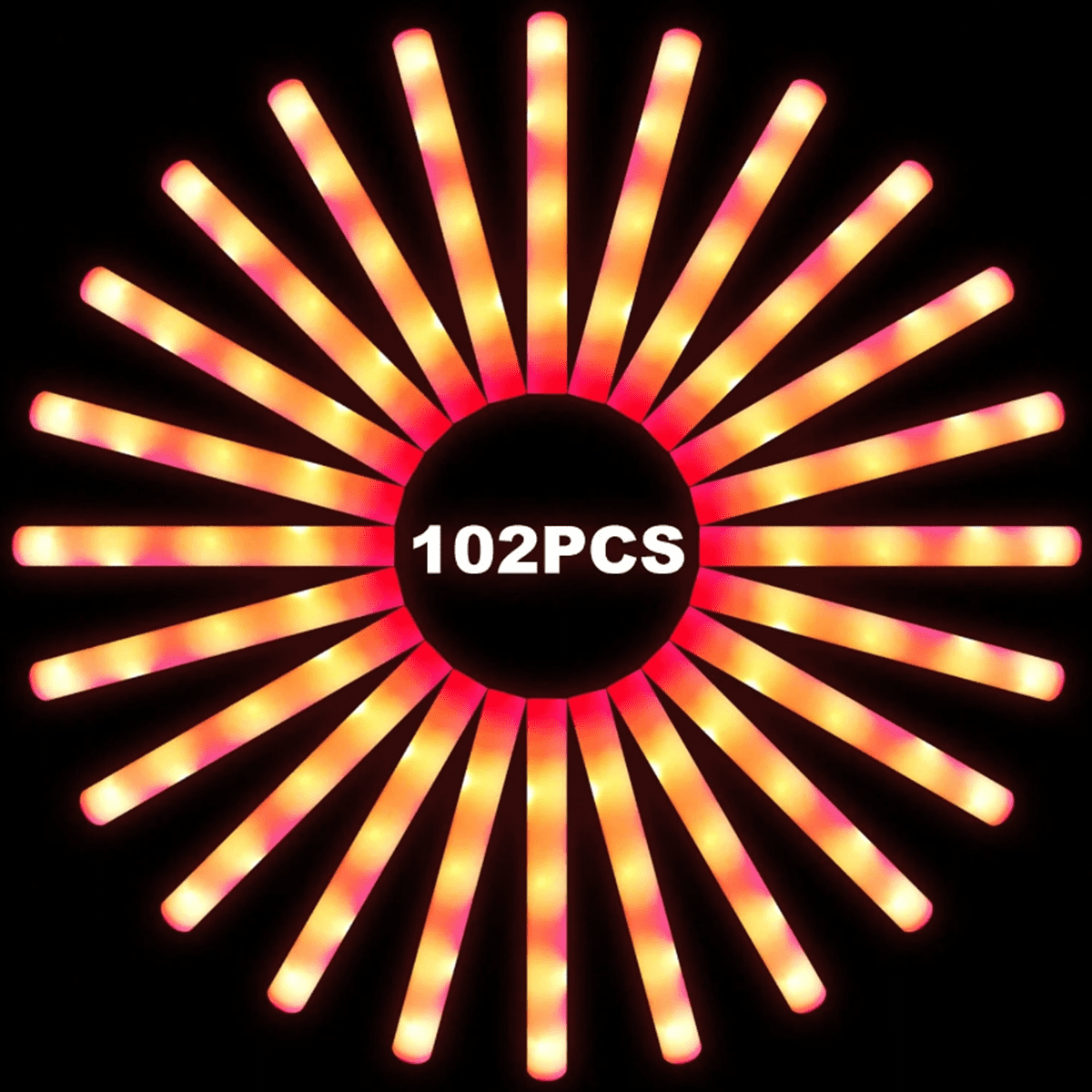 102Pcs LED Light Up Foam Sticks with Color Flashing, Glow Party ...