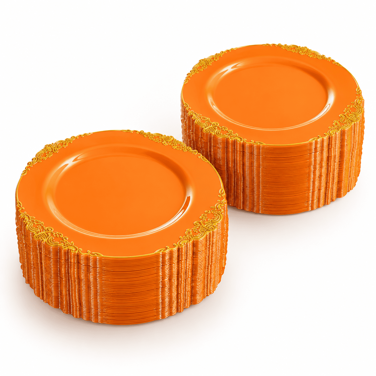 102orange Plastic Plates - And Disposable Party Plate With Rim ...