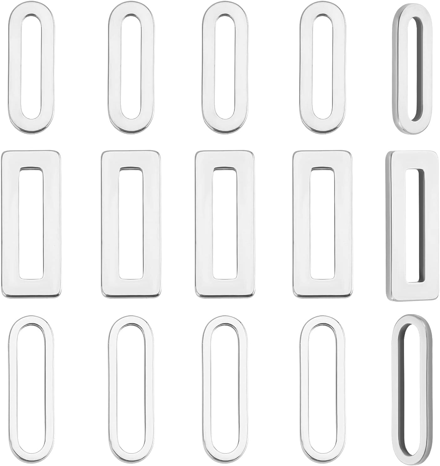 About 102pcs 3 Size Oval and Rectangle Shape Connectors 304 Stainless ...