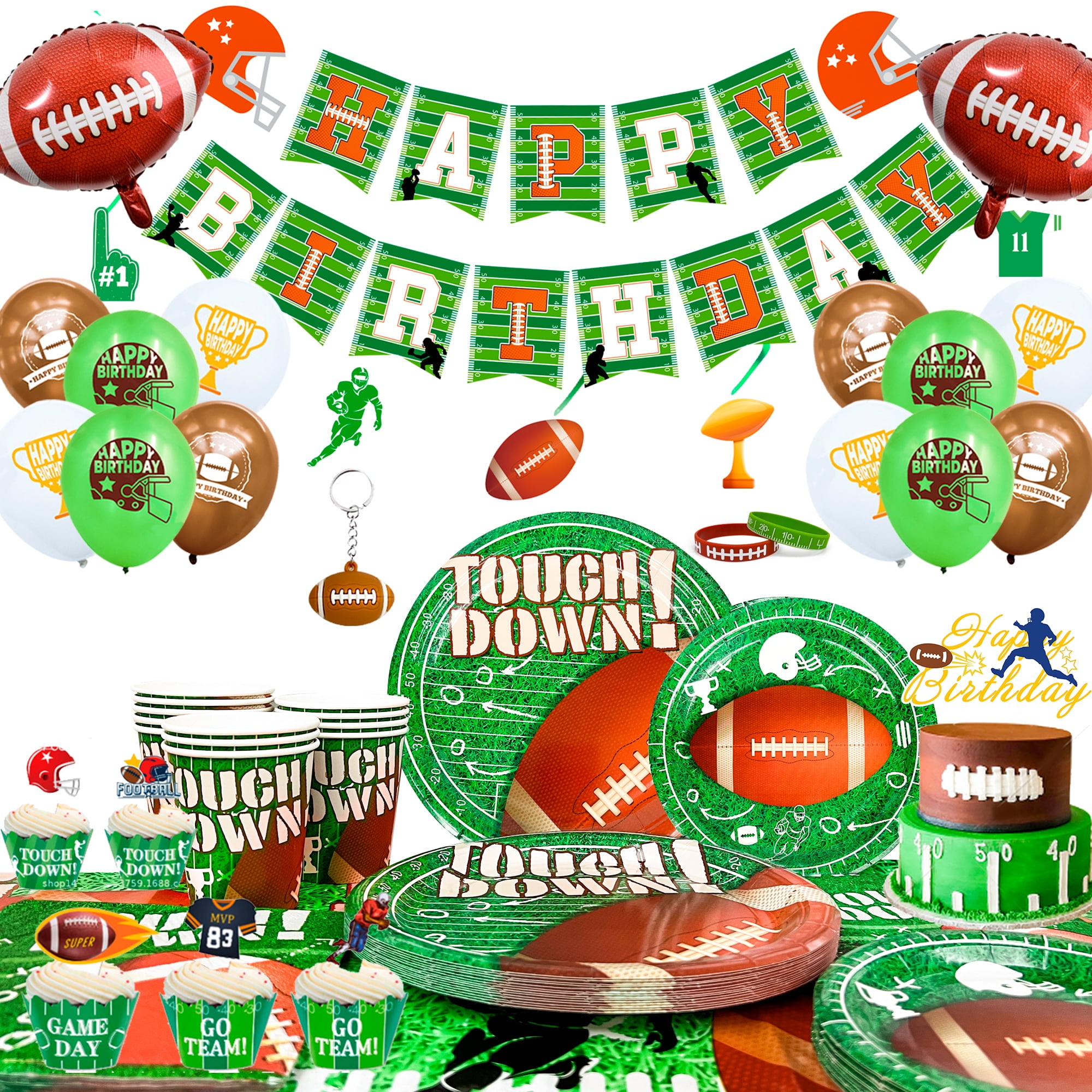 102pcs Football Birthday Party Decorations & Tableware Includ Football Birthday Banner ...