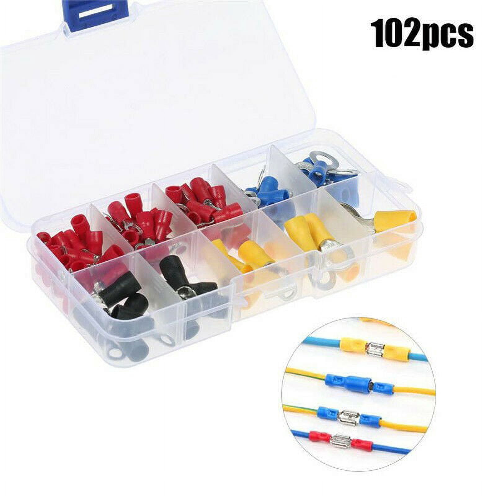 102pieces of ring terminal insulated cable connector wire crimping butt ...