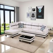 3 Piece Living Room Furniture Set, Leather Sofa Set for Living Room ...