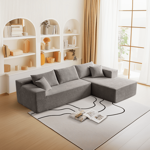 103.54" Sectional Sofa, L-Shaped Modern Modular High-Density Sponge ...