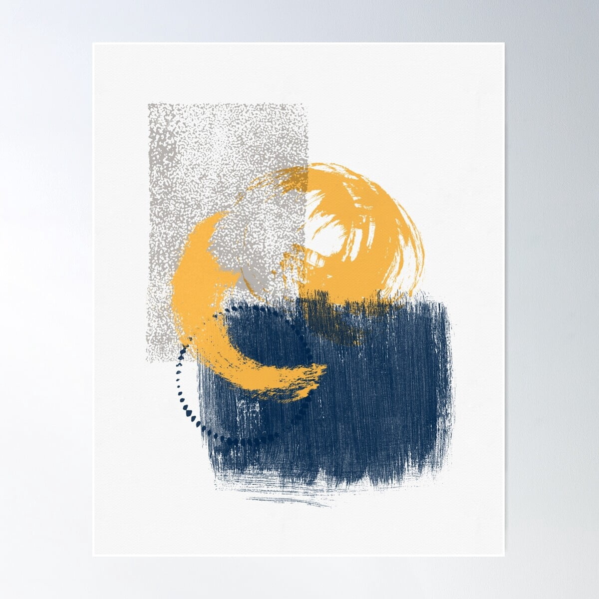 103-9R, Mustard Dark Blue Grey, Watercolor Brush Strokes, Poster Wall ...