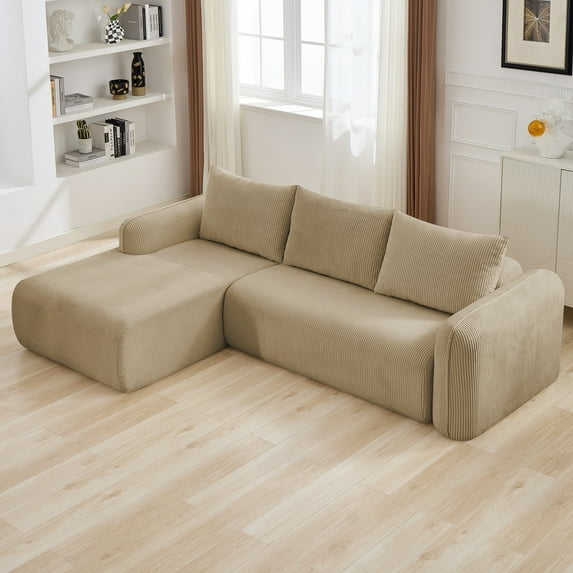 103" Brown Cloud L-Shaped Modular Sectional Sofa with Deep Seat ...