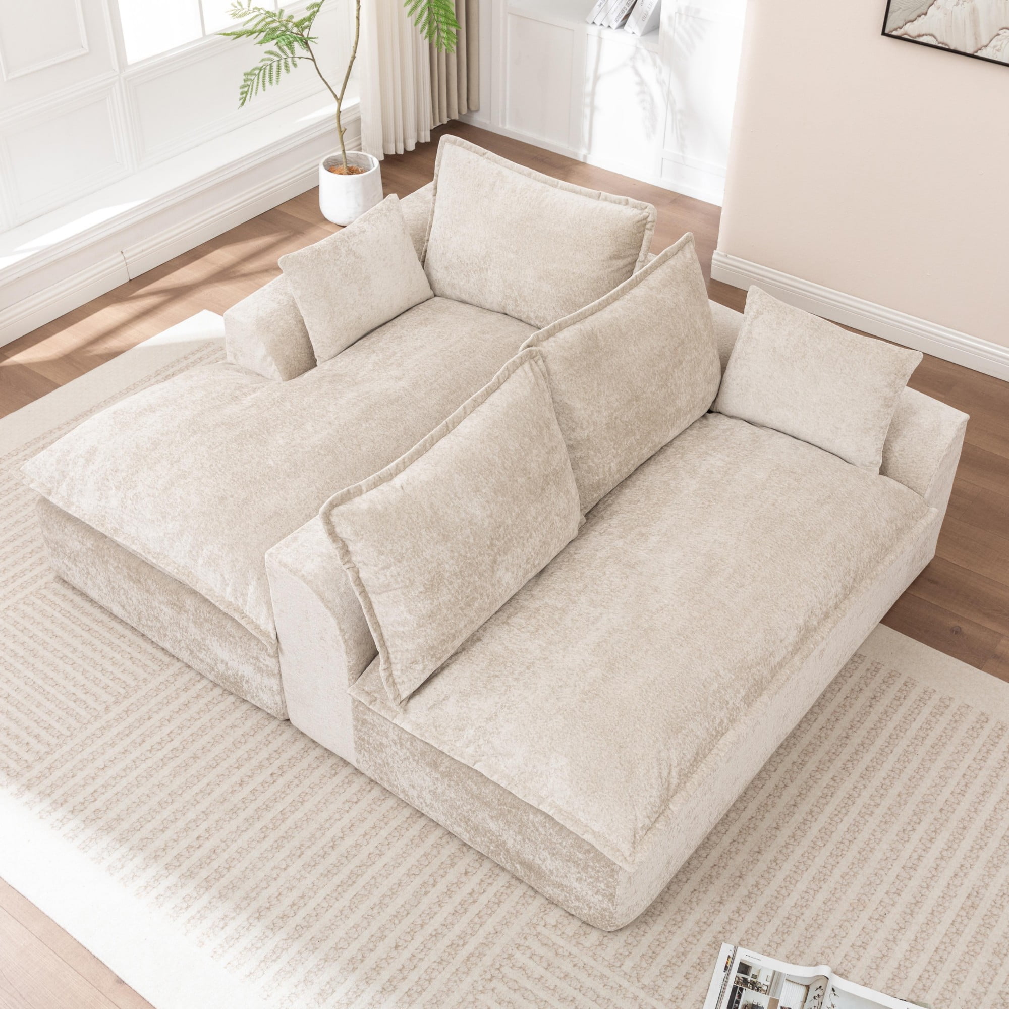 103" Cloud Sectional Couch with Left Facing Chaise, Boneless Modern ...