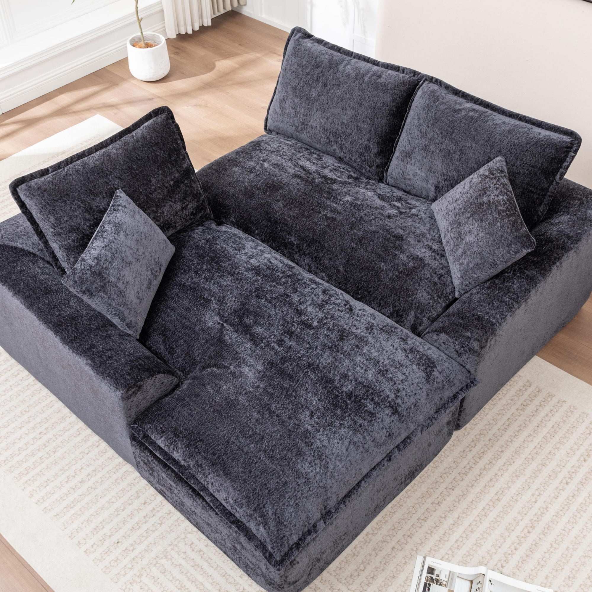 103" Cloud Sectional Couch with Left Facing Chaise, Boneless Modern ...