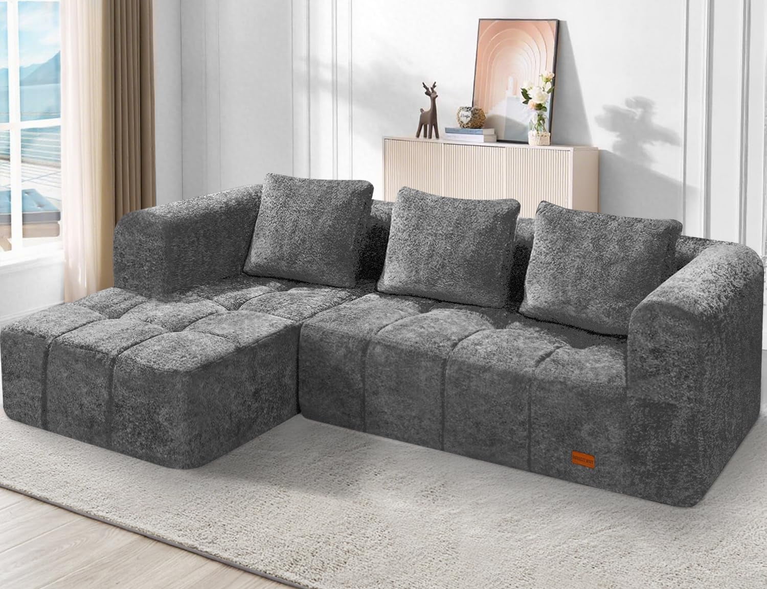 103" L-Shaped Modular Sectional Sofa, No Assembly Required Deep Seat ...