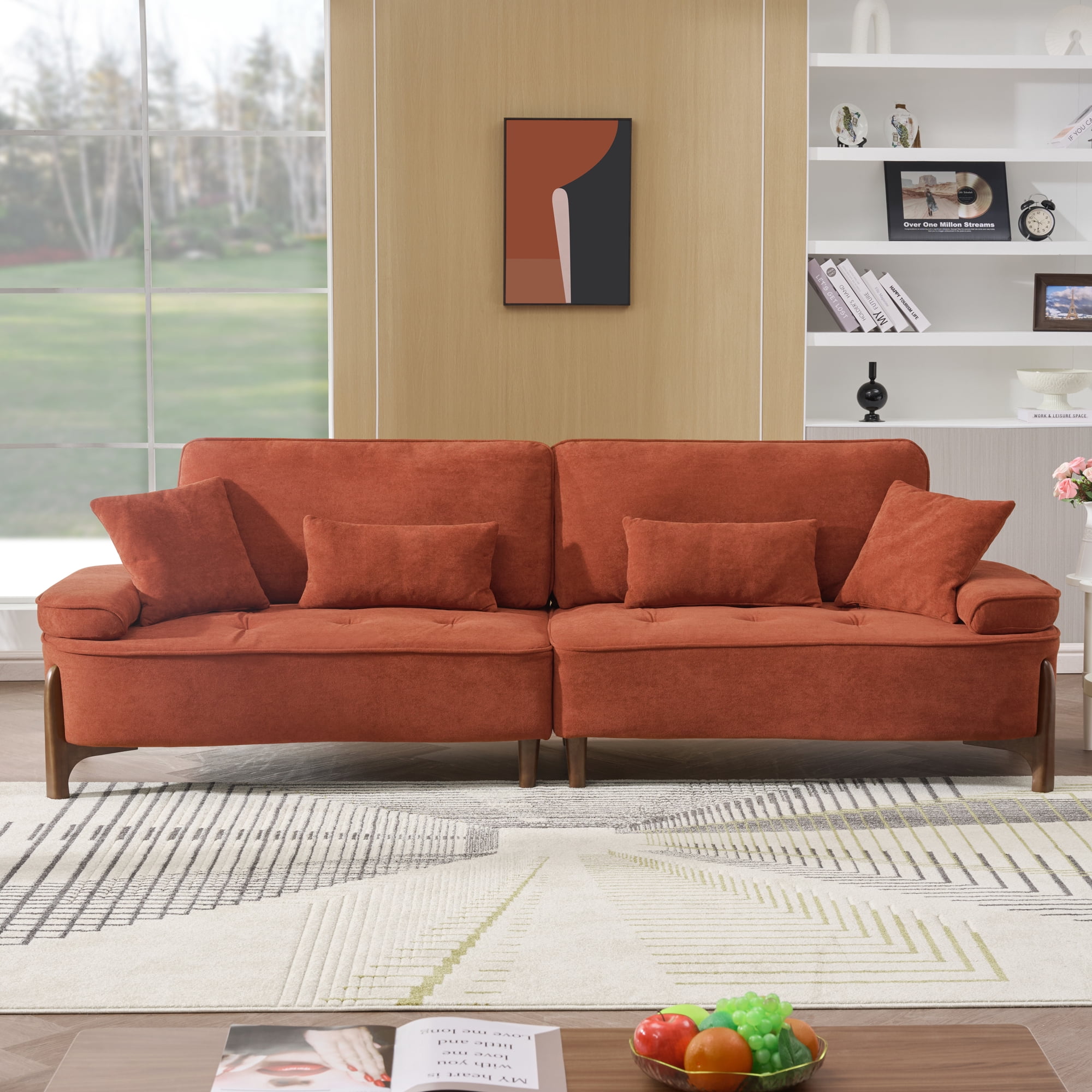 103"Modern Sofa, Solid Wood Legs Comfy Couch，Lounge Sofa&Couches with ...