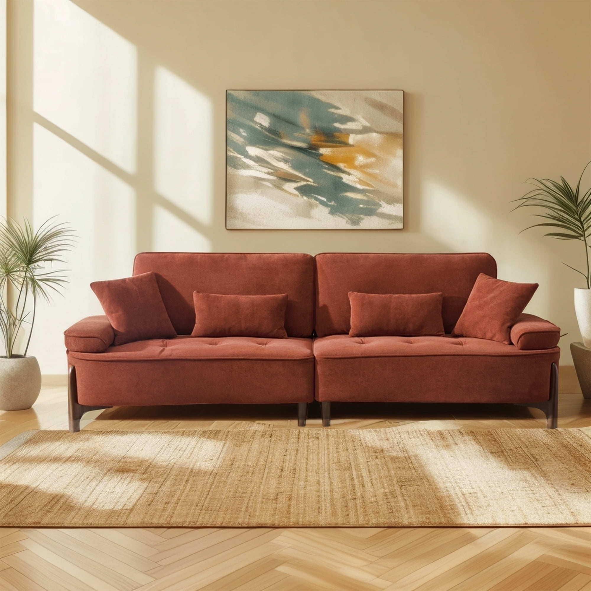 103"Modern Sofa, Solid Wood Legs Comfy Couch，Lounge Sofa&Couches with ...