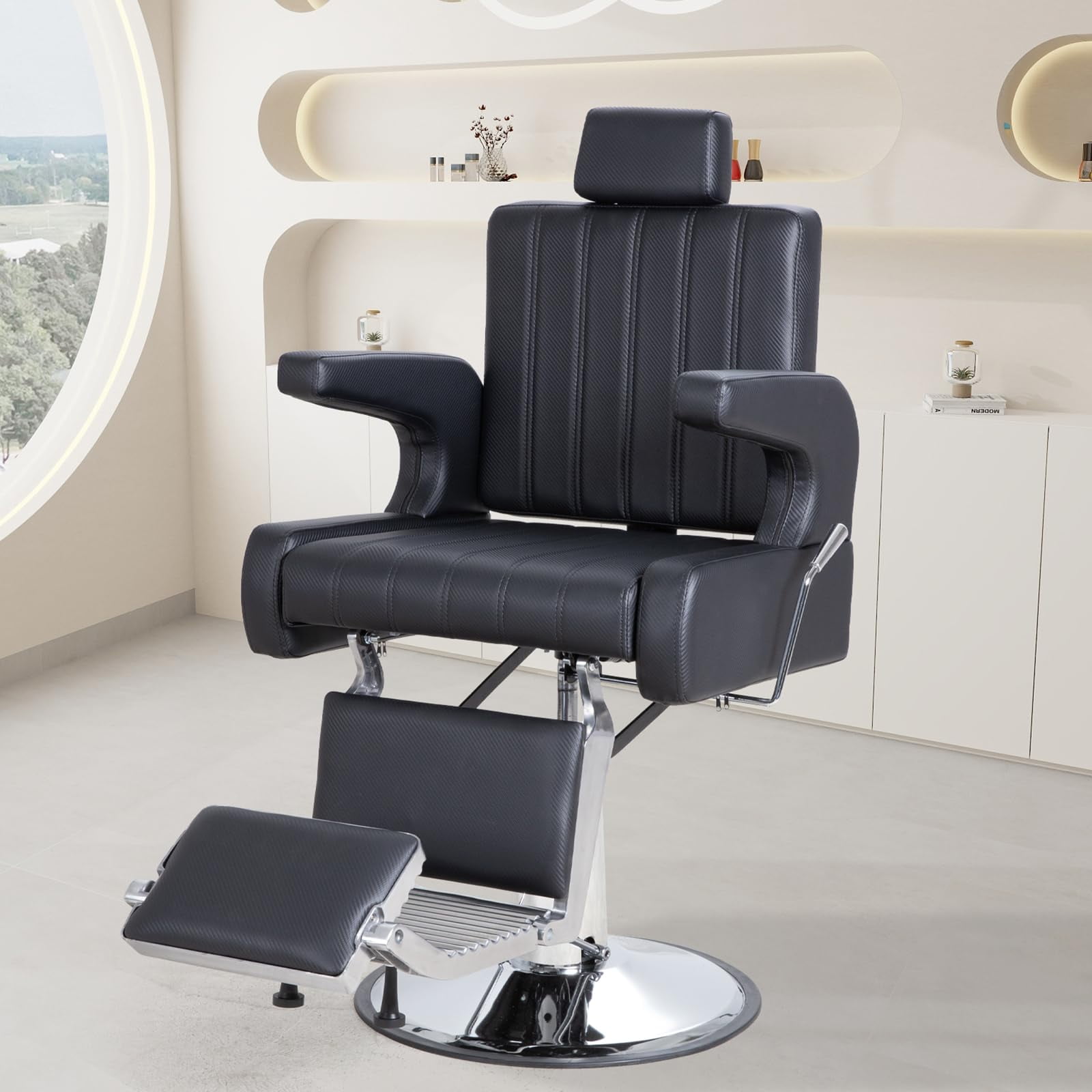 Barber Chairs for Barbershop, Hydraulic Barber Chair 360° Swivel ...
