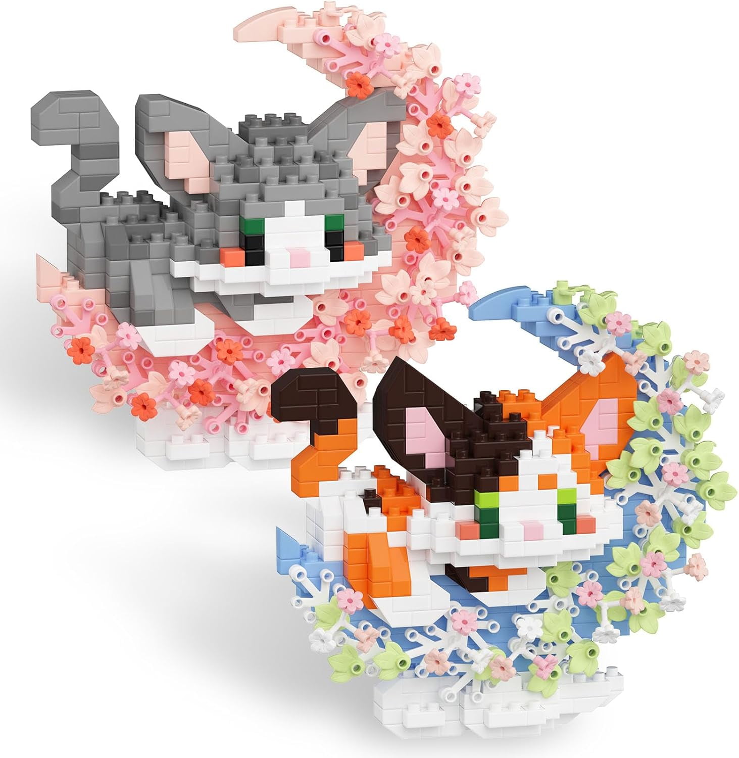 1030 Pcs Micro Cat Building Block Set Animals for Adults, 2 Packs Cat ...