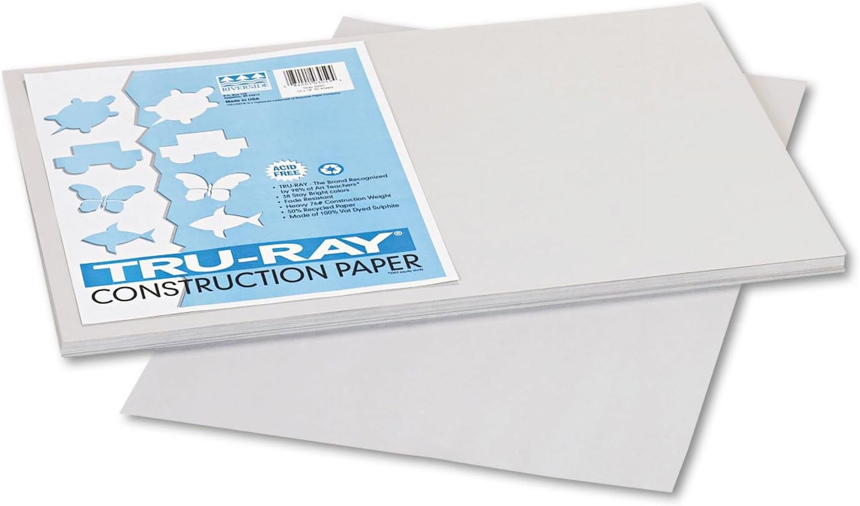 103059 Construction Paper, 76 lbs, 12 x 18, Gray, 50 Sheets/Pack ...