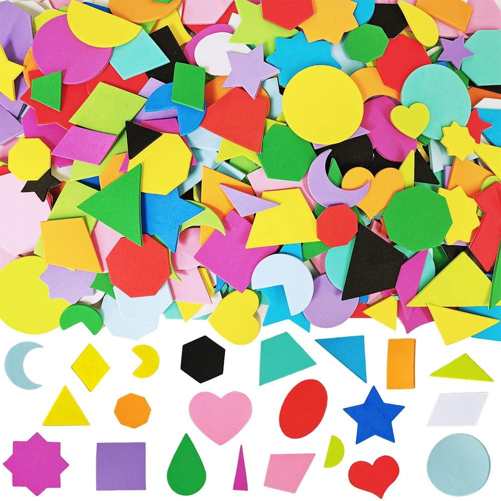 1035 Pcs 15 Colors 3 Sizes 22 Shape Bulk Foam Stickers Self-Adhesive ...