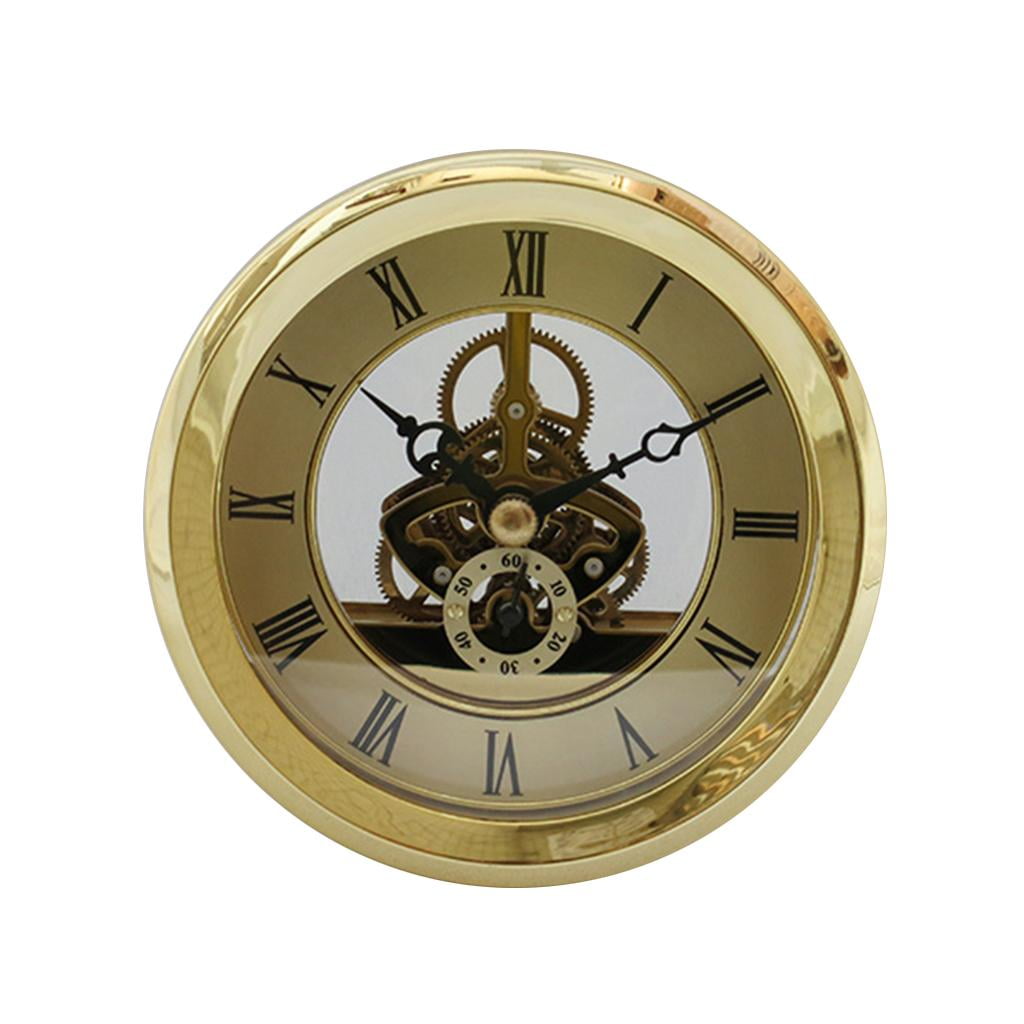 103mm/4.06inch Round Skeleton Clock Insert, Golden Roman Numeral Clock ...