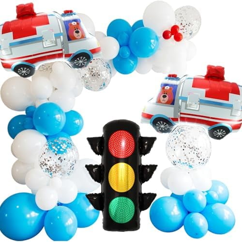 103pcs Ambulance Party Decorations Kit, 2 Foil Ambulances Traffic Light ...