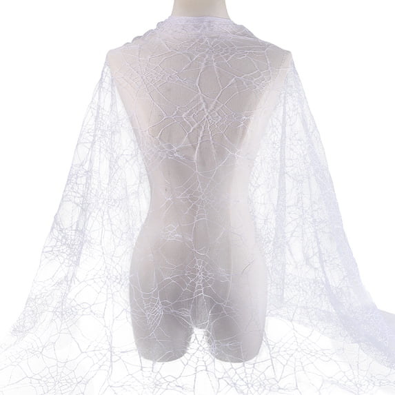 104.33 Inch White Spider Web Lace Fabric Soft Gothic Mesh Sheer Cloth ...