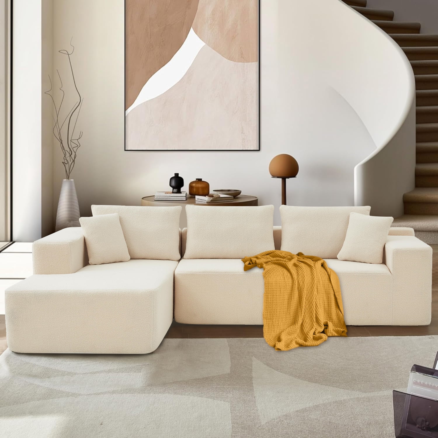 JONPONY 104.33" Sponge Sectional Sofa Couch for Living Room,L Shaped ...