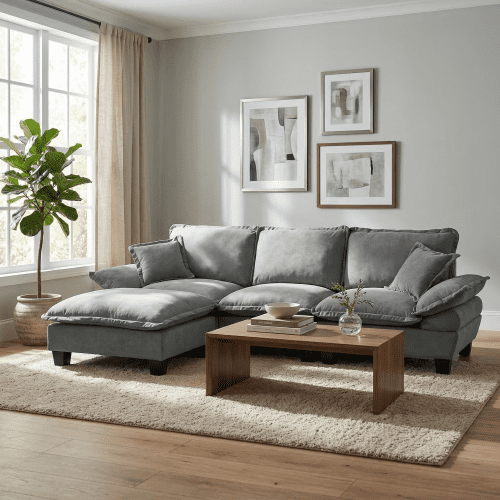 104" Chenille Fabric Oversized Sofa Couch, Sofas For Living Room with ...
